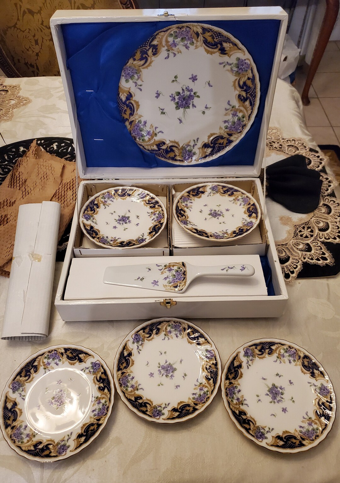 Vintage Exceed Bon Montmartre 7 Pc Cake or Pie Serving Set Keito Japan ...