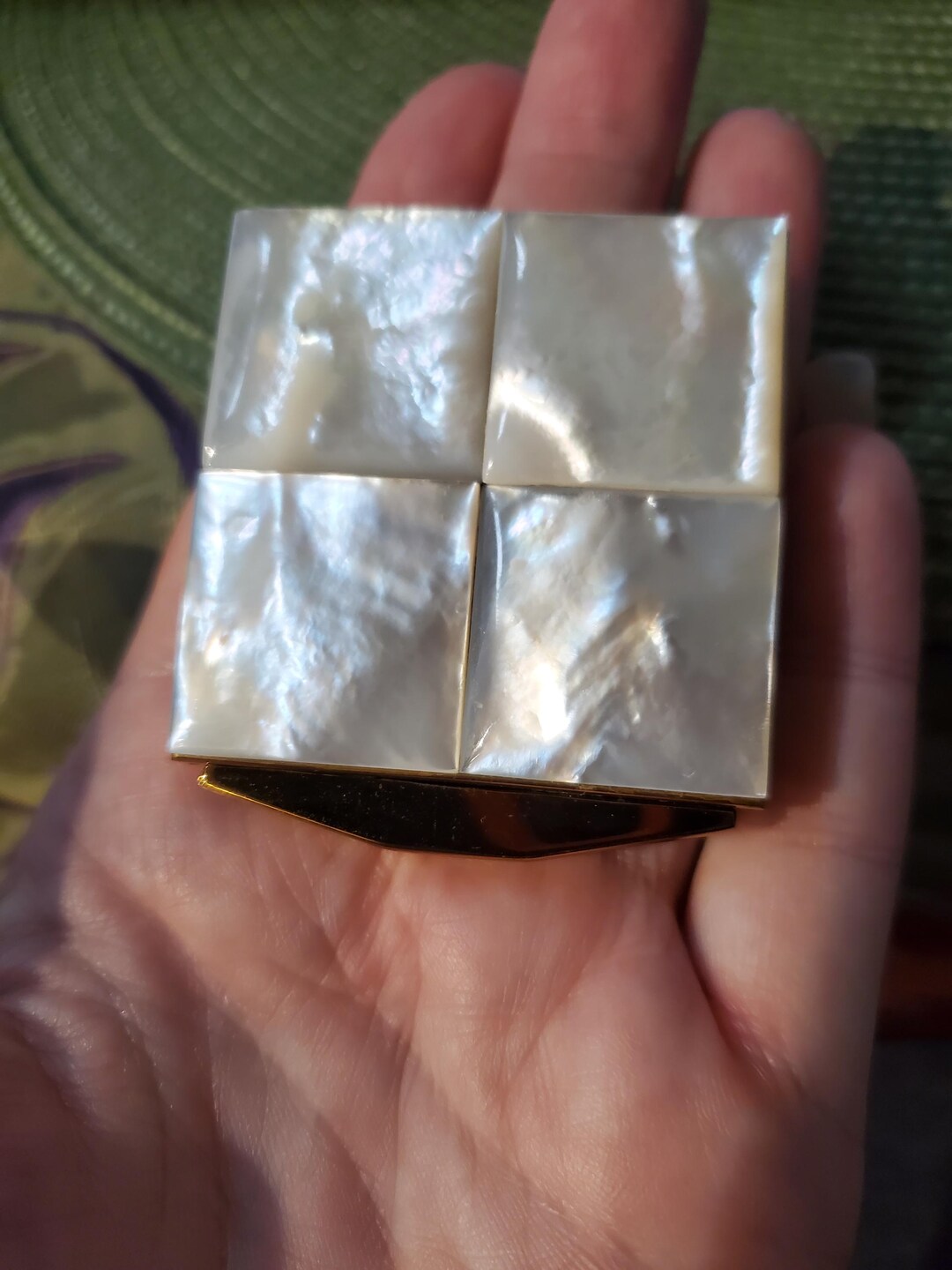 Vintage 1940s-50s K&K Kotler Kopit Mother of Pearl Square Compact Made ...