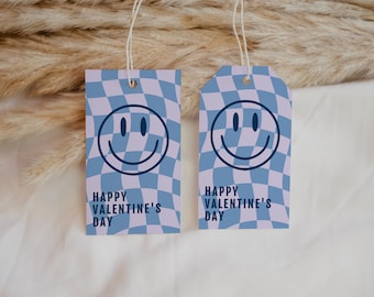 Smiley Face Valentine's Day Editable Favor Tag, Printable Cute Vday Tag ...