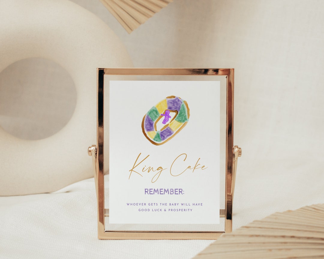 Mardi Gras King Cake Table Sign, Parade Party Dessert Table Printable ...