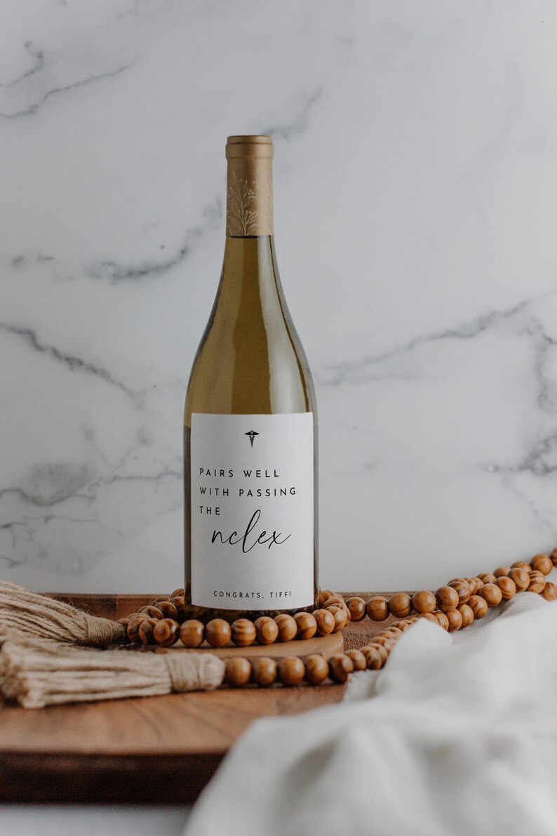 Pairs Well With Passing the Nclex Wine Bottle Label Printable - Etsy