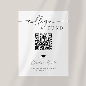 High School Graduation College Fund Venmo Sign, Graduation Party QR ...