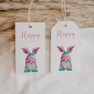 Cute Gnome Easter Tag, Gnome Bunny Printable Basket Template, Easter ...