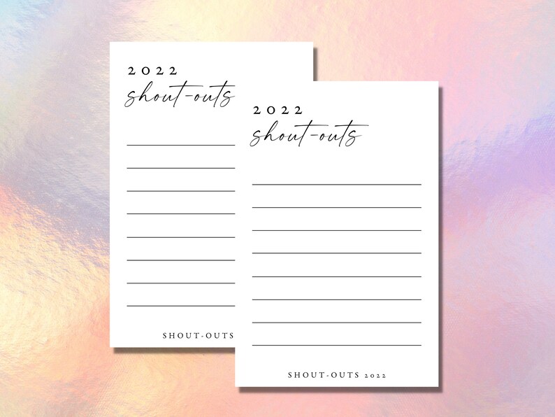 Shoutouts Template Office Intention Board Printable 2022 - Etsy