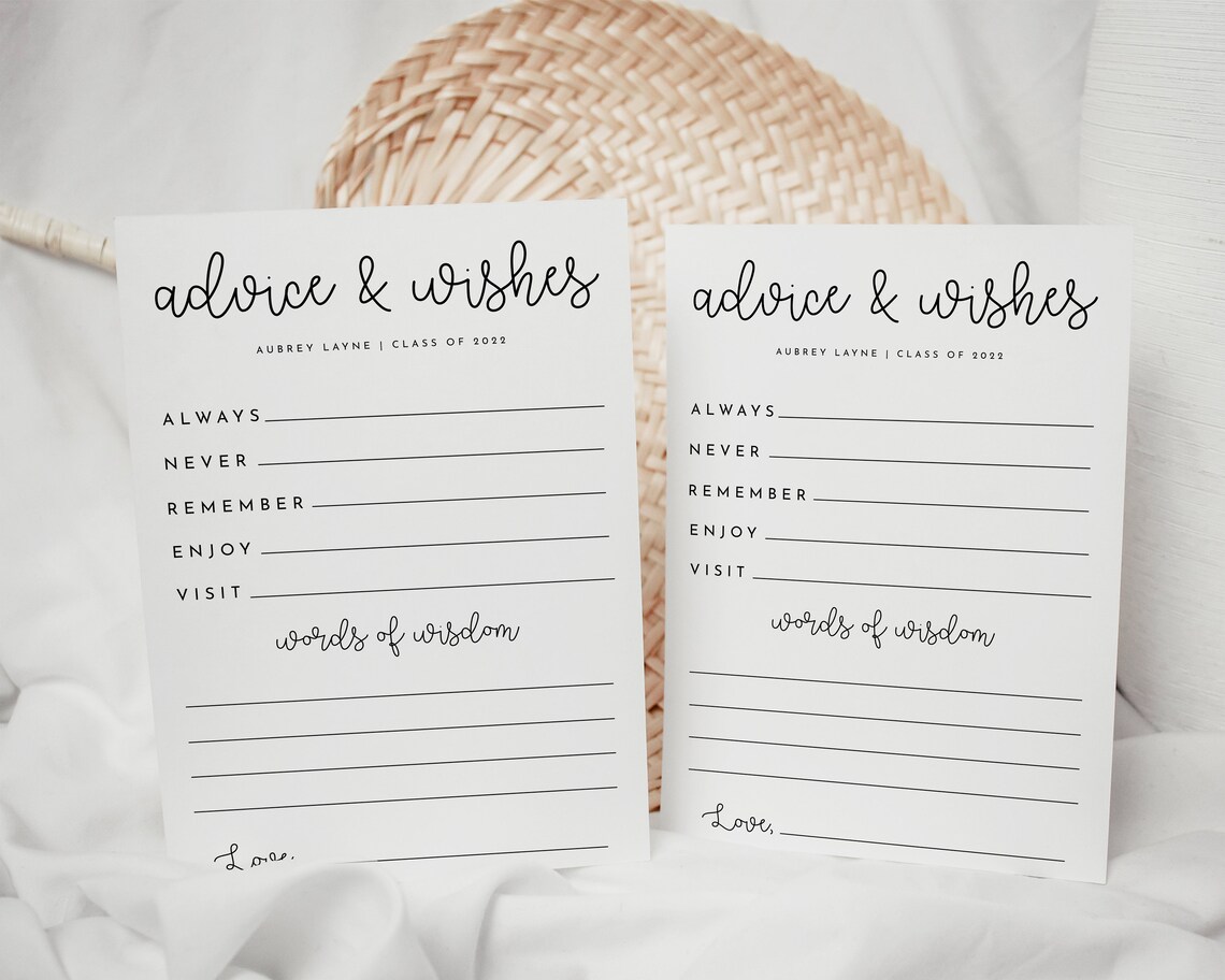 Graduation Advice Printable. Grad Party Advice & Wishes - Etsy