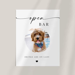 Open Bar Sign, Pet Photo Drink Sign for Wedding, Bar Menu Printable ...