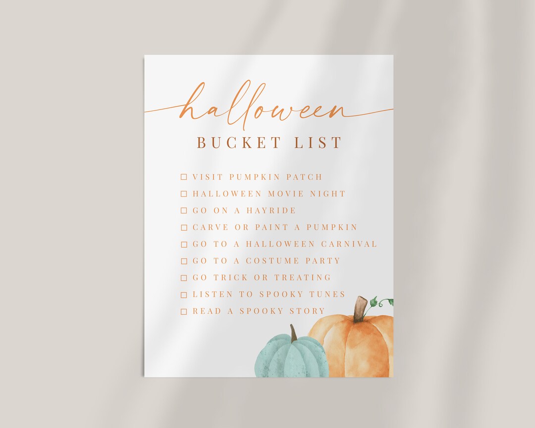 Halloween Bucket List Printable, Editable Fall Checklist, Activity ...