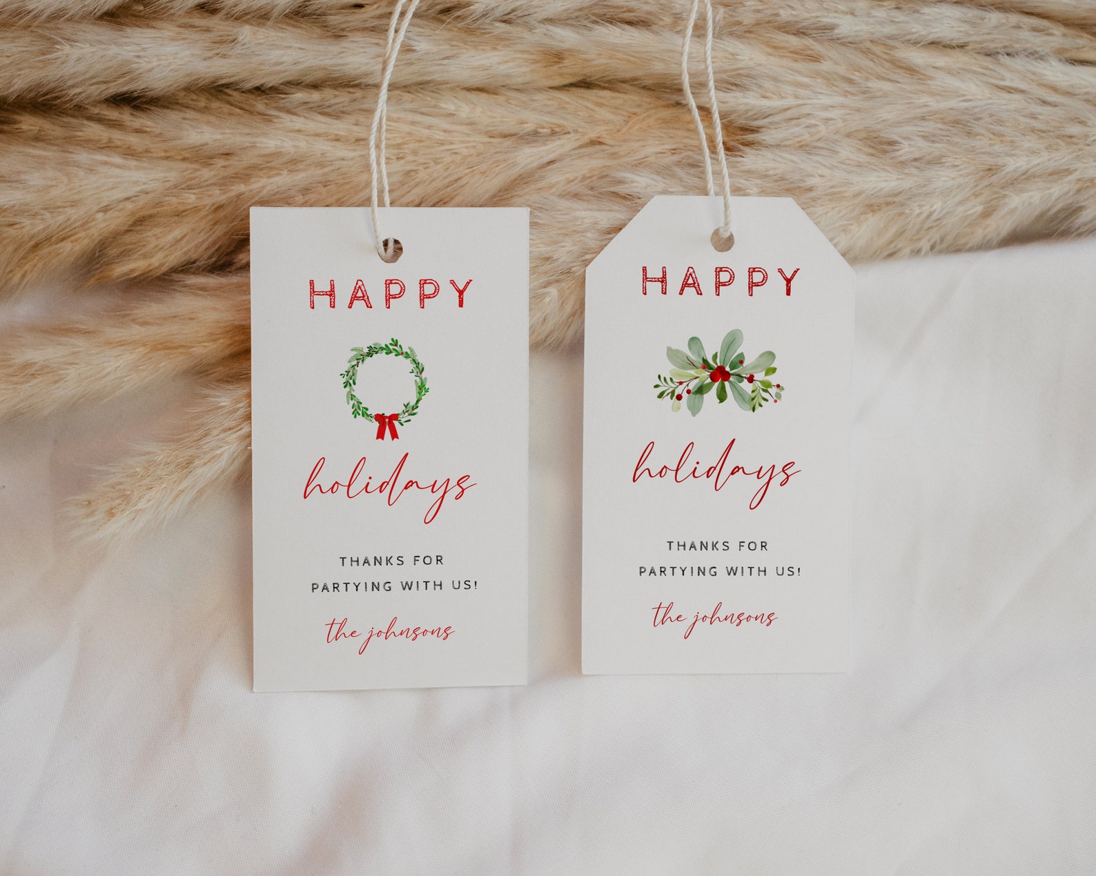 Classic Holiday Gift Tag, Christmas Variety Pack Tag, Tag With Wreath ...