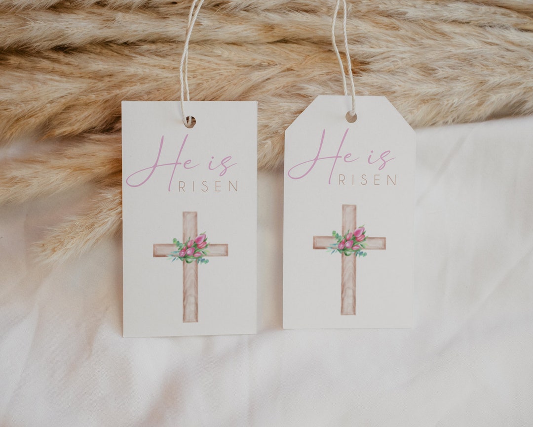 He is Risen Easter Tag, Jesus is Risen Printable Easter Basket Template ...