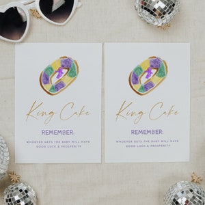 Mardi Gras King Cake Table Sign, Parade Party Dessert Table Printable ...