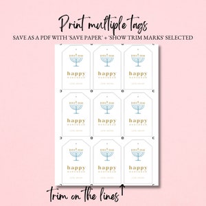 Happy Hanukkah Gift Tag Printable, Menorah Gift Tag, Hanukkah Tag ...