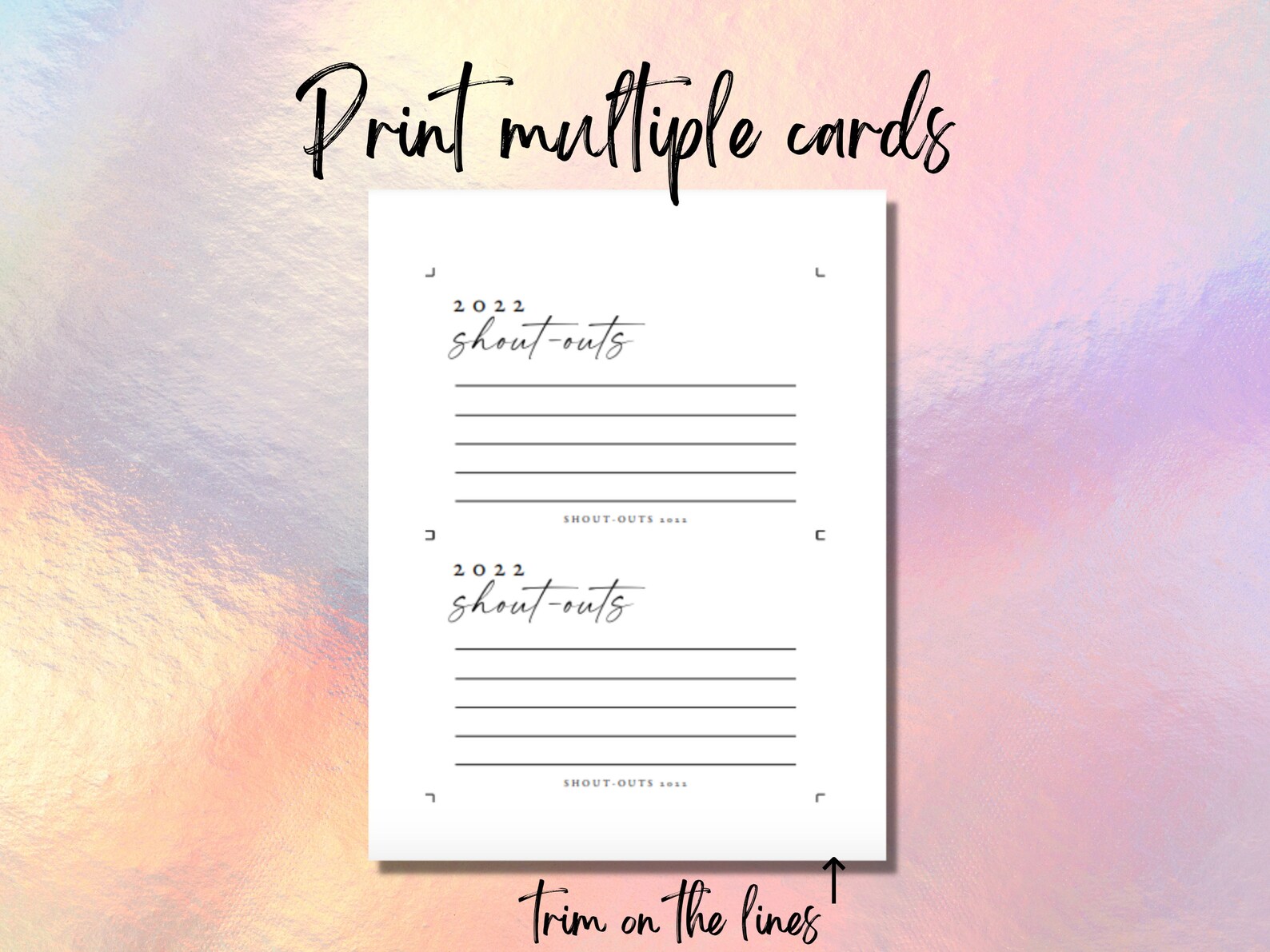 Shoutouts Template Office Intention Board Printable 2022 - Etsy