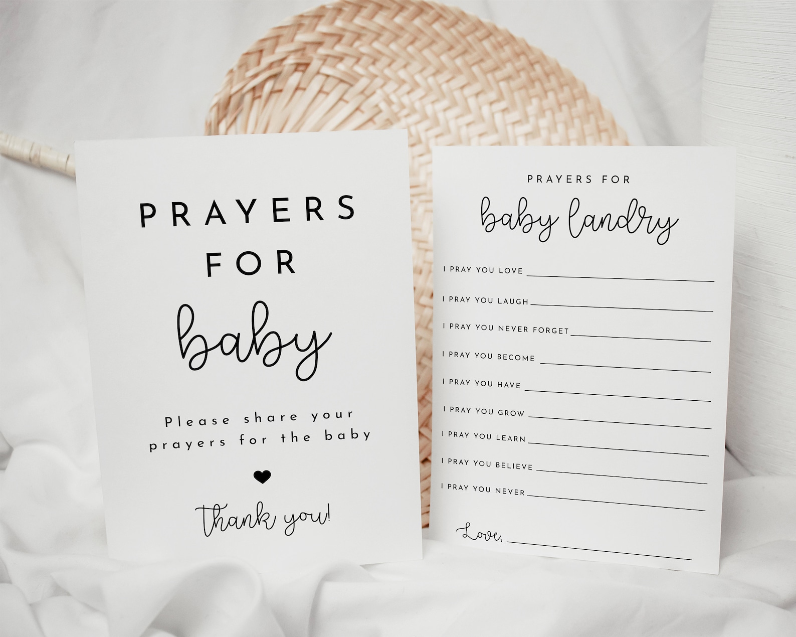 Prayers for Baby Sign & Card Printable, Baby Shower DIY Template ...