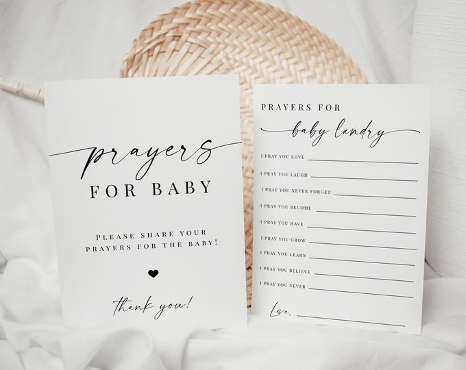 Prayers & Blessings. Baby Shower Cards. Instant Download Printable. for ...