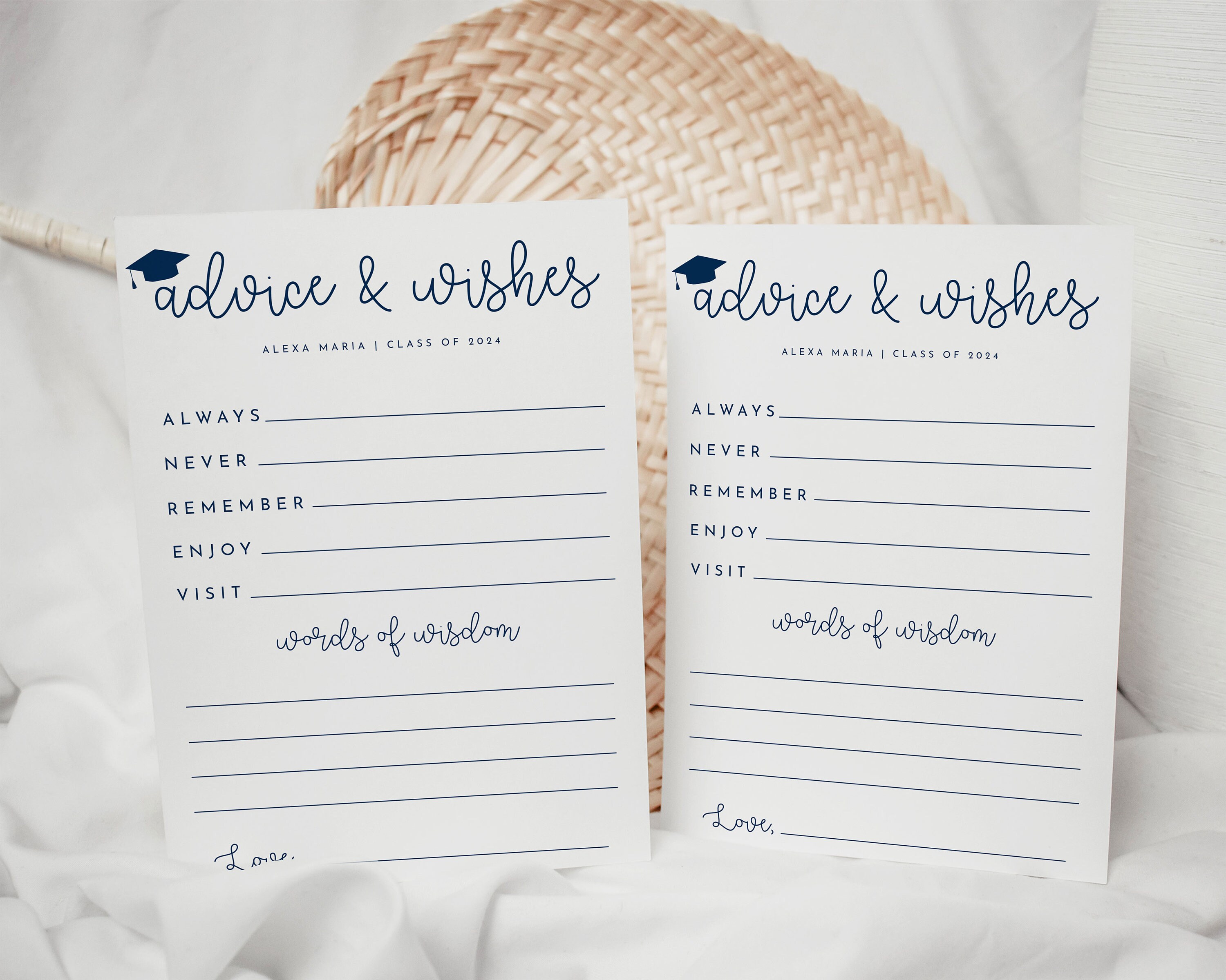 Graduation Advice Cards Grad Party Advice & Wishes Template, Graduation ...