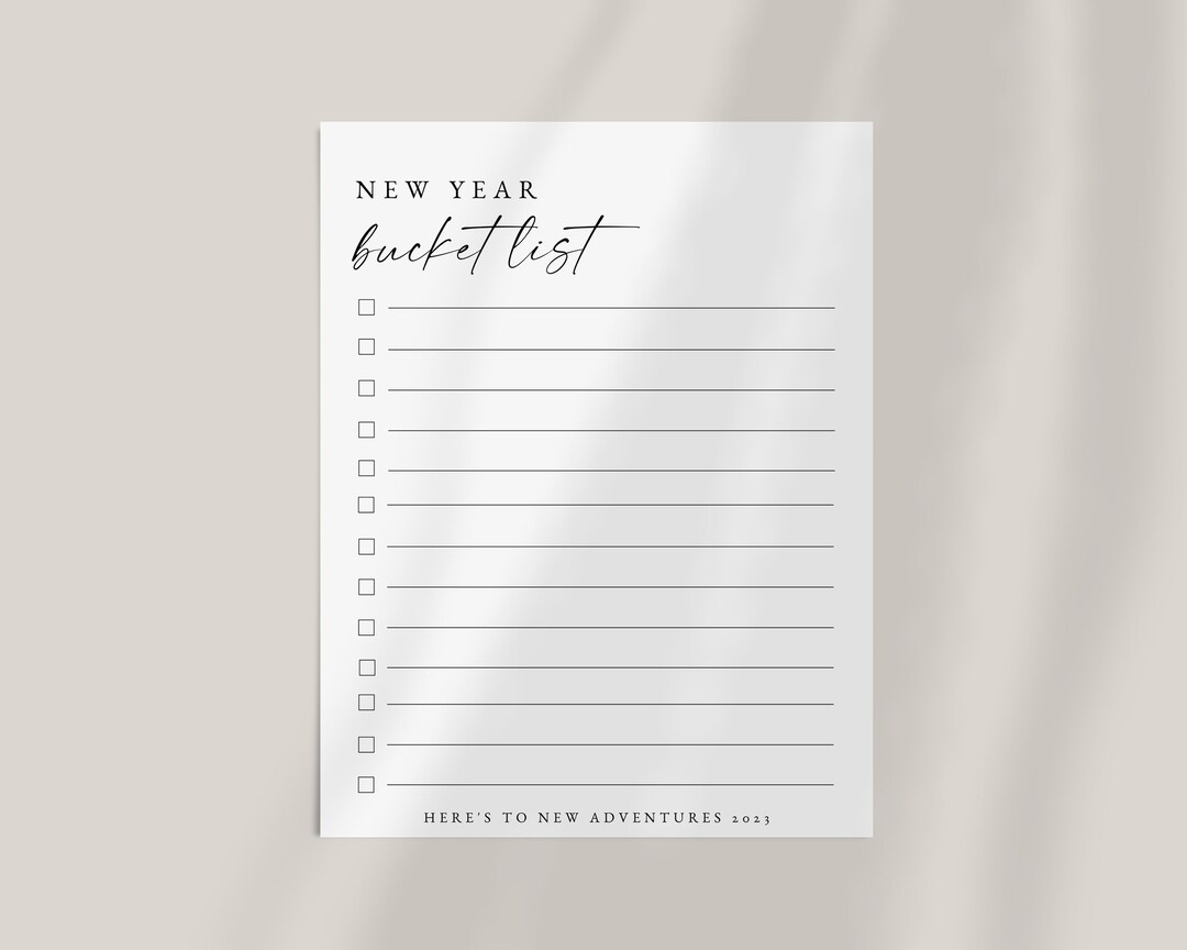 New Years Eve Bucket List 2023, Resolution Printable, 2023 Goal Card ...