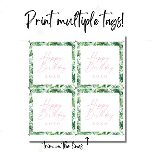 Pastel Tropical Tag Printable Template Square Gift Tag - Etsy