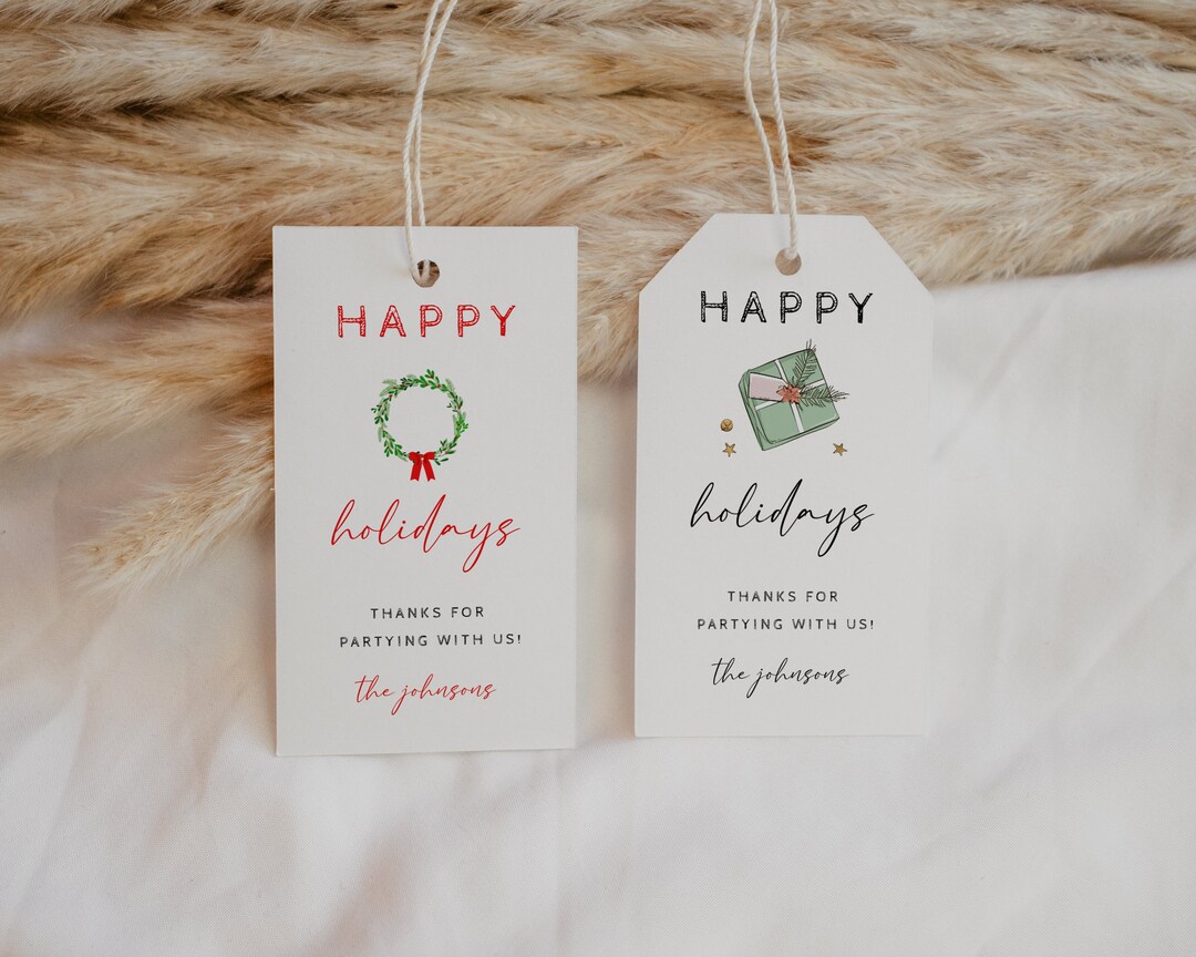Classic Holiday Gift Tag, Christmas Variety Pack Tag, Tag With Wreath ...