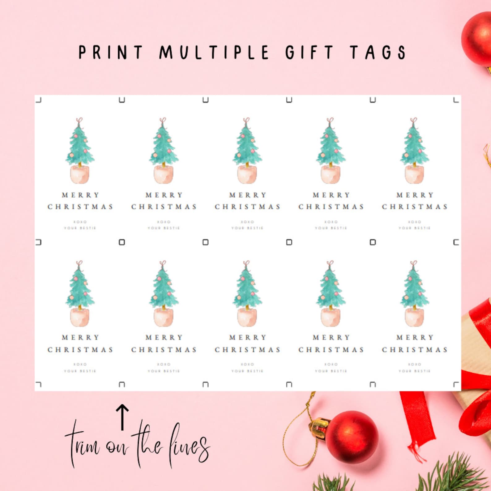 Printable Christmas Tree Tag Holiday Gift Tag DIY Gift Tag - Etsy