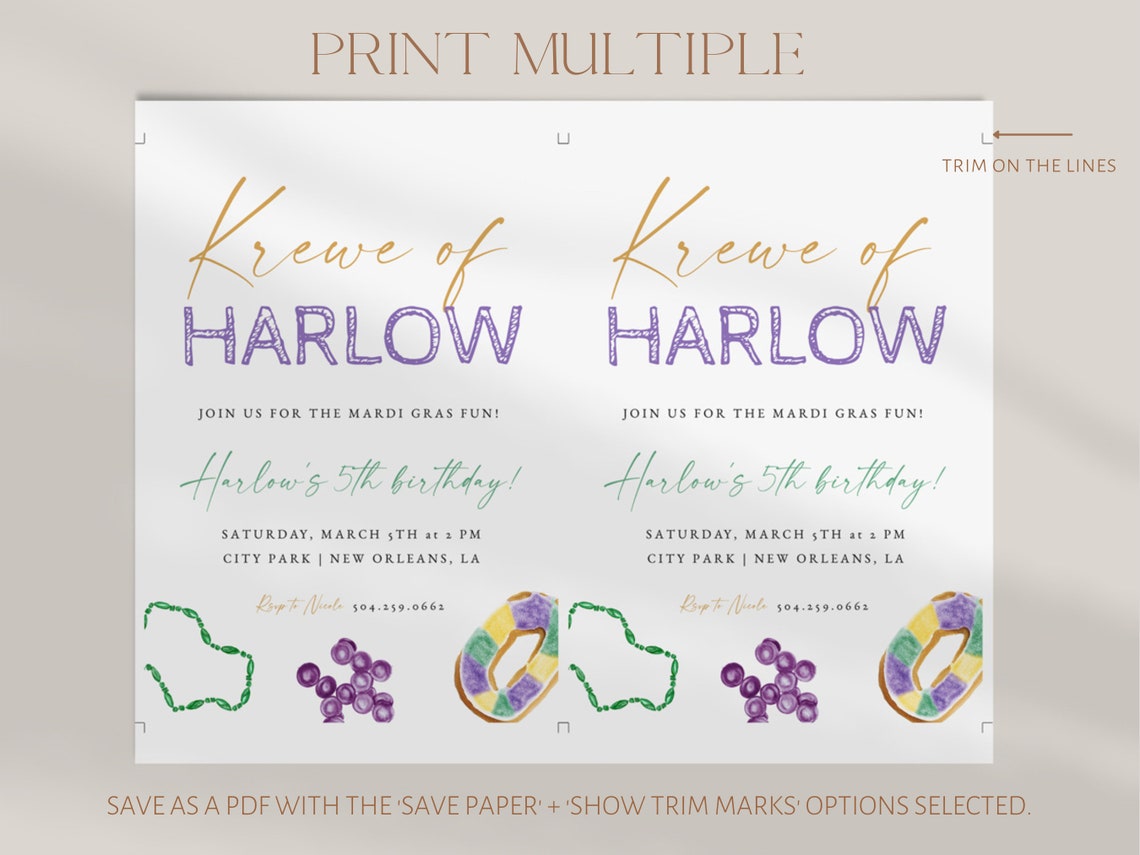 Mardi Gras Birthday Invitation Fat Tuesday Birthday Party - Etsy