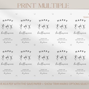 Halloween Party Printable Gift Tag, Editable Halloween Treat Bag Favor ...