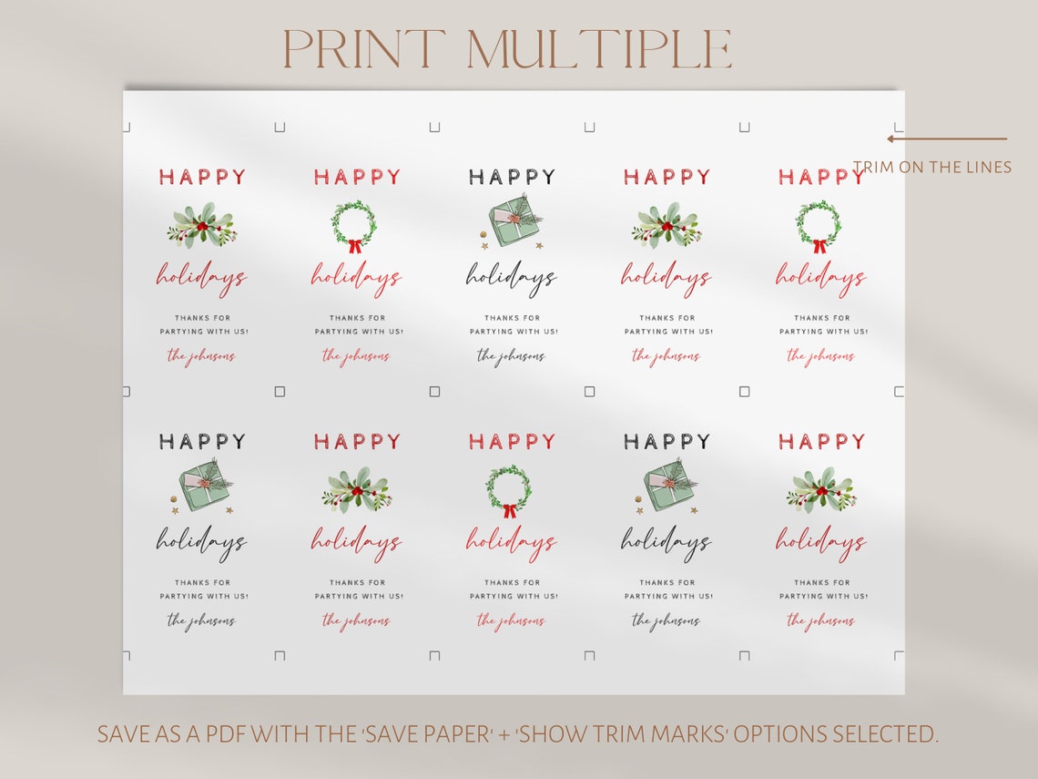 Classic Holiday Gift Tag, Christmas Variety Pack Tag, Tag With Wreath ...