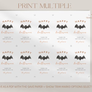 Happy Halloween Bat Gift Tag Editable, Modern Trick or Treat Favor ...