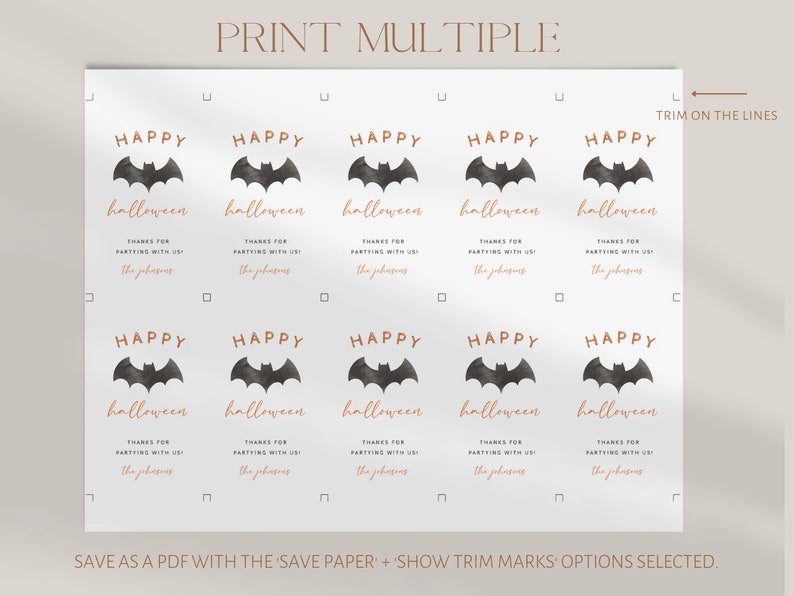 Happy Halloween Bat Gift Tag Editable Modern Trick or Treat - Etsy