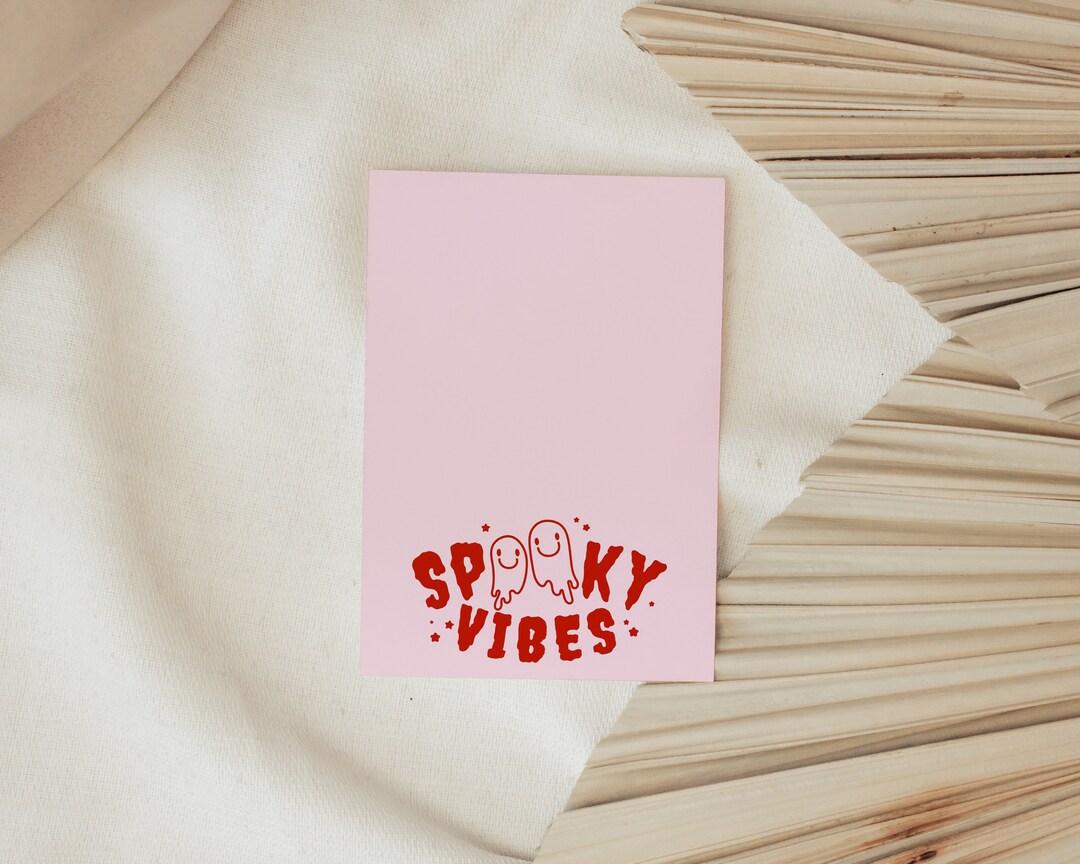 Retro Halloween Printable Cookie Card, 3.5"x5" Spooky Vibes, Pastel ...