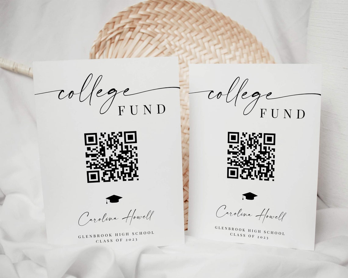 High School Graduation College Fund Venmo Sign, Graduation Party QR ...