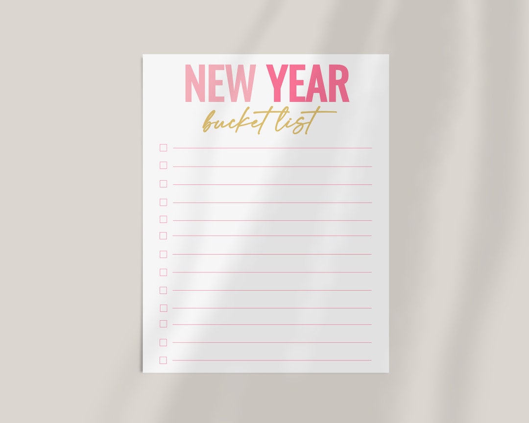 New Years Eve Bucket List 2023, Resolution Printable, 2023 Goal Card ...