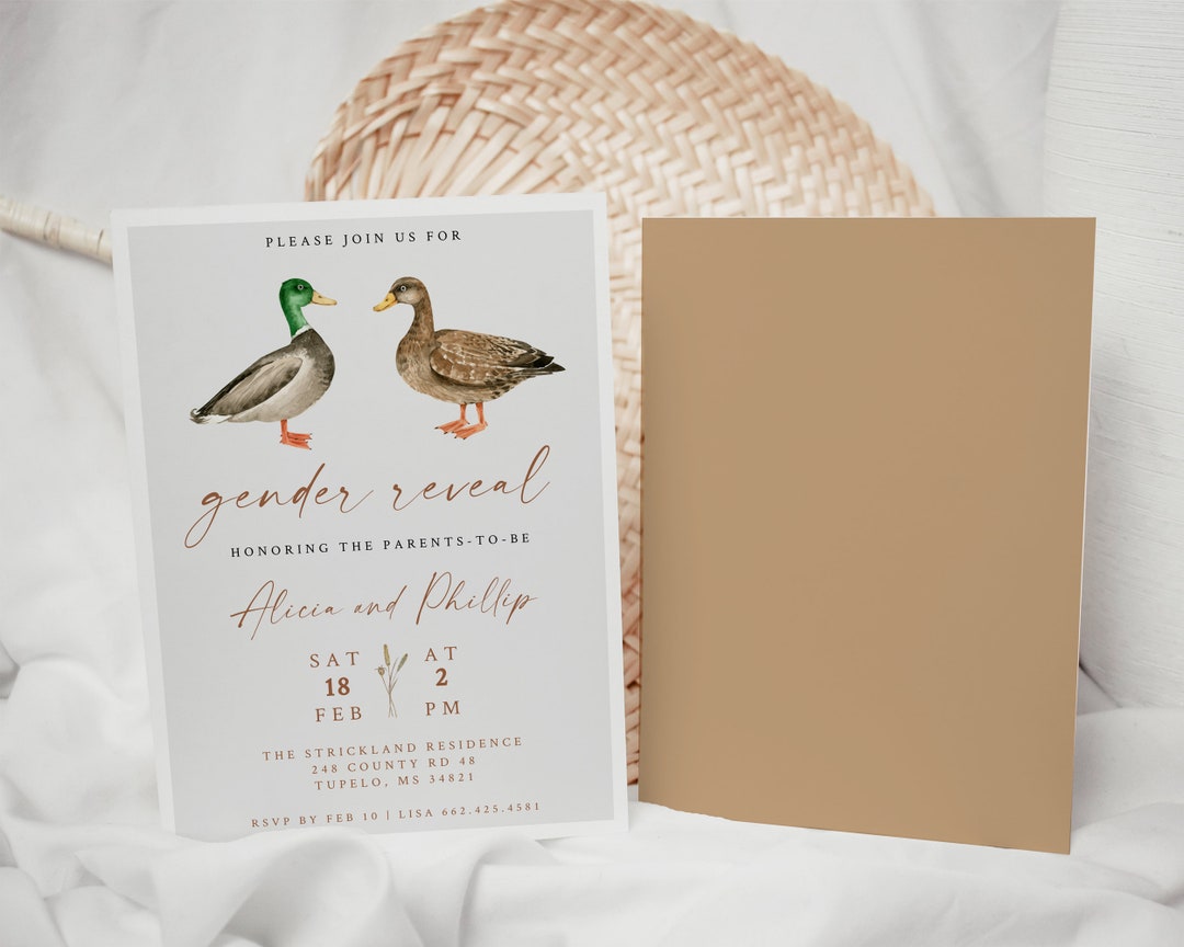 Duck Hunting Gender Reveal Invitation, Drake Baby Reveal Evite ...