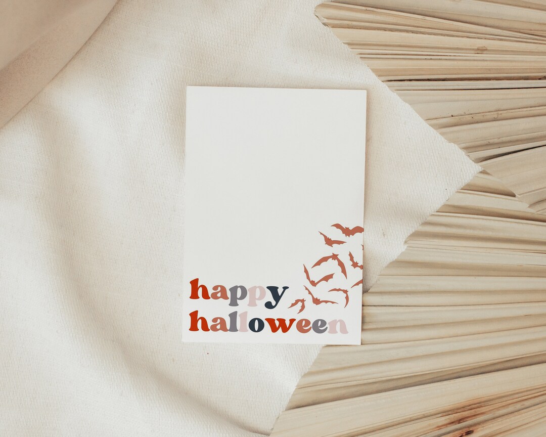Happy Halloween Printable Cookie Card, 3.5"x5" Treat Card, Modern ...