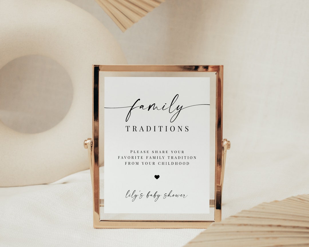 Family Tradition Sign & Card Printable, Baby Shower DIY Template ...