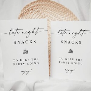 Late Night Snack Sign for Wedding, Reception Food Table, After Party ...