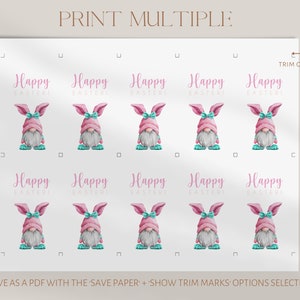 Cute Gnome Easter Tag, Gnome Bunny Printable Basket Template, Easter ...