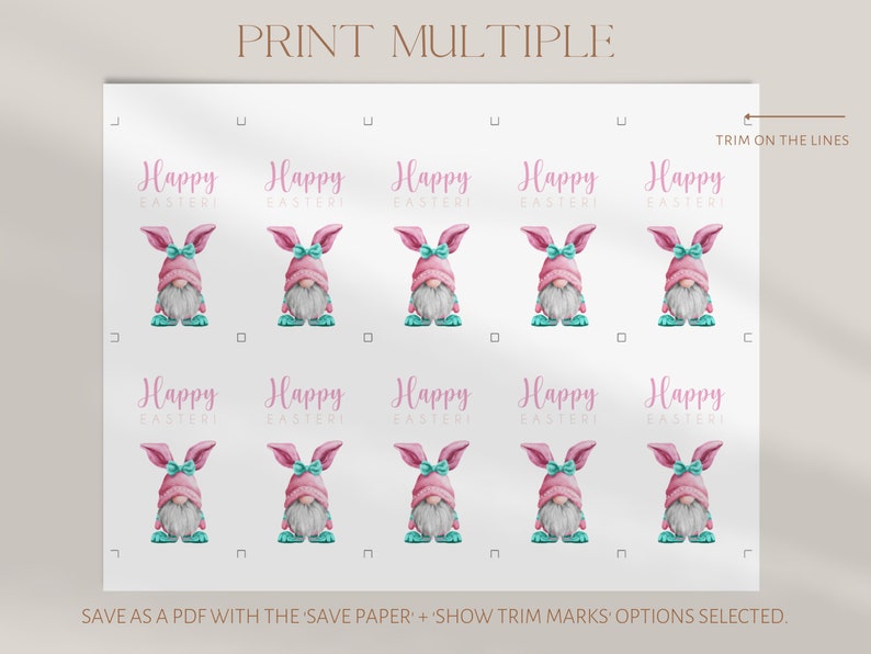Cute Gnome Easter Tag Gnome Bunny Printable Basket Template - Etsy