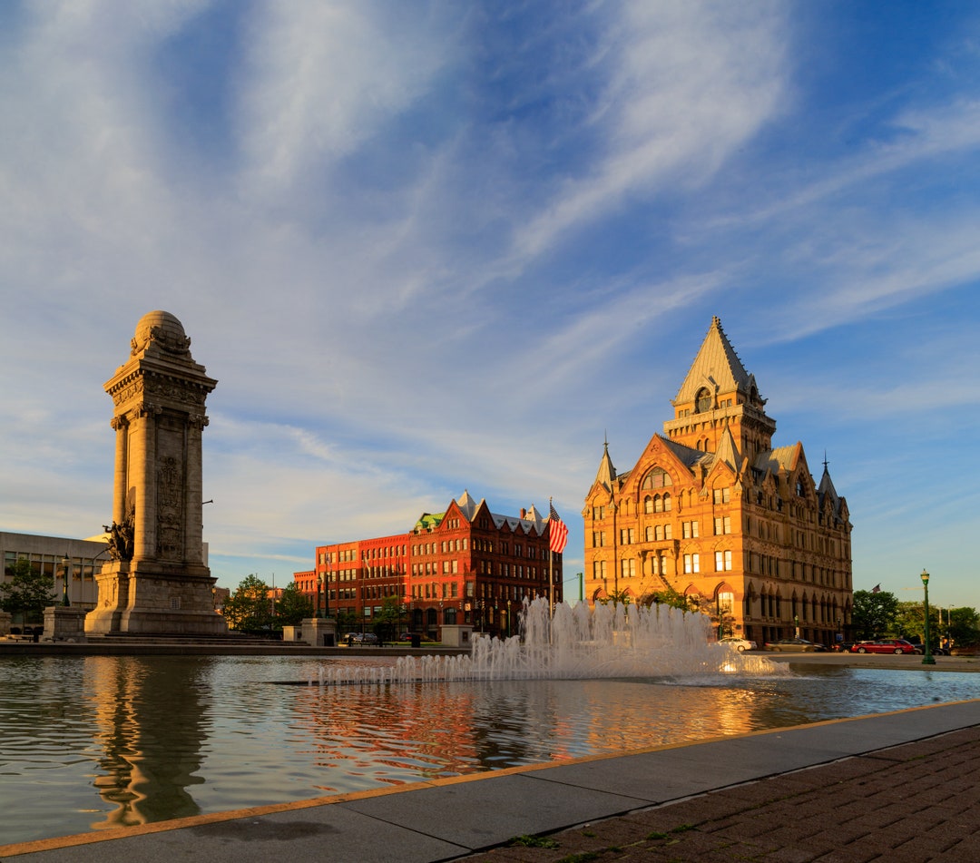 Downtown Syracuse NY Art Print: Reflecting Pool, Sunset (digital Image ...