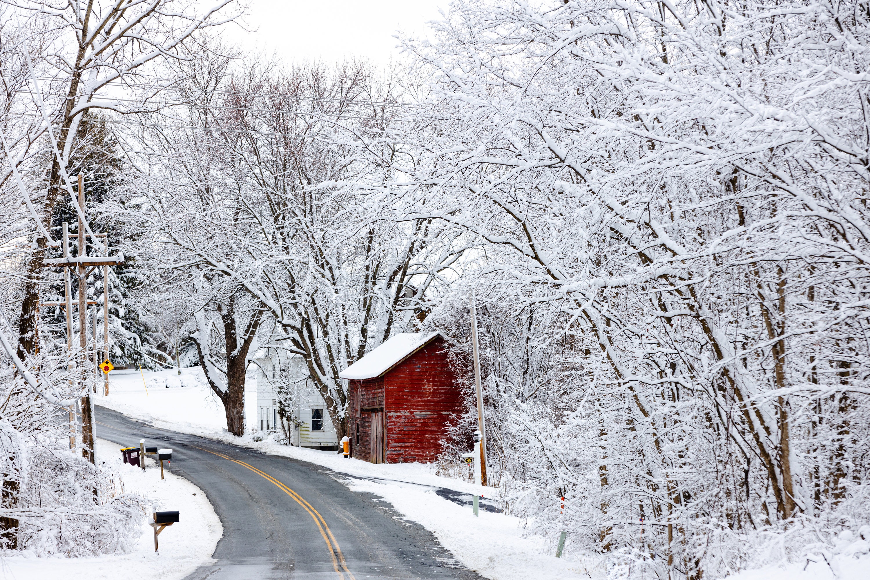 Winter Barn Landscape Photography: Rural New York Snow Scene (digital ...