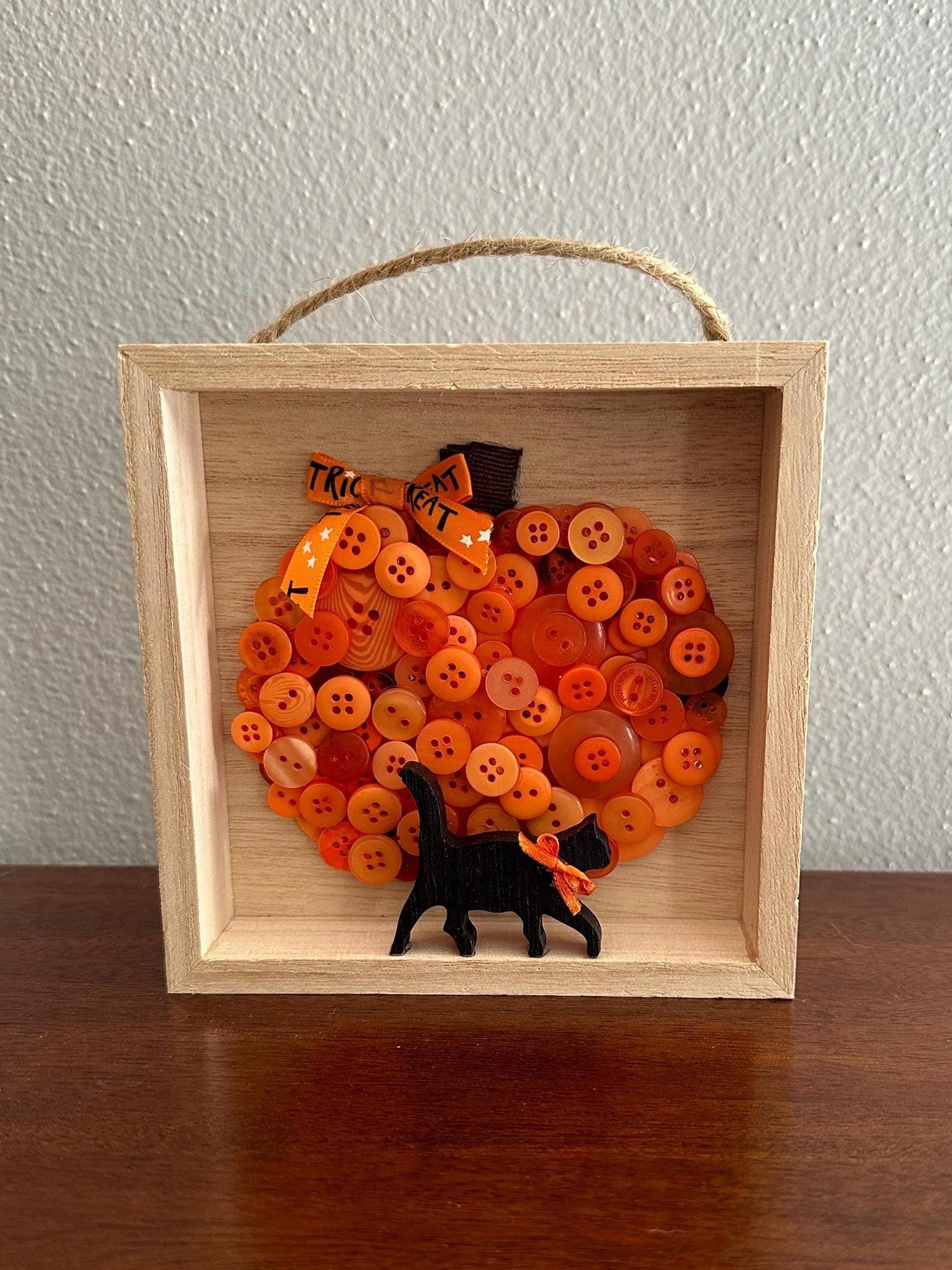 Handmade Button Pumpkin Art: Fall Decor (5x5") - Etsy