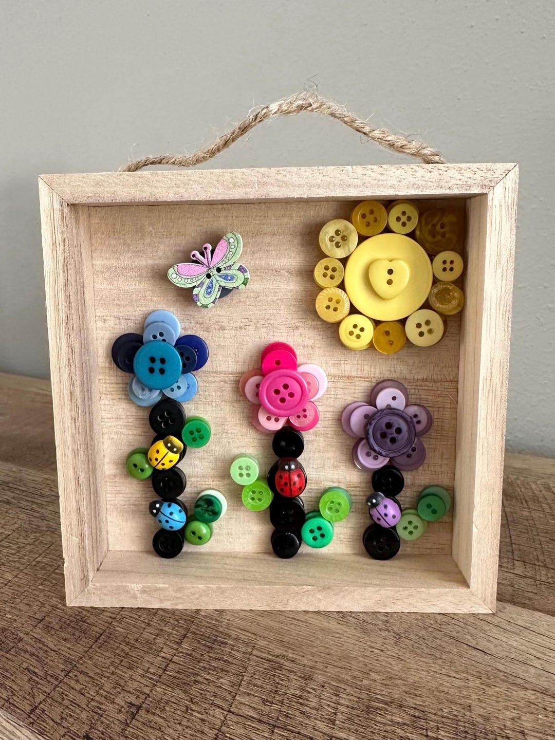 Handmade Button Flower Art: Spring Decor (5x5") - Etsy