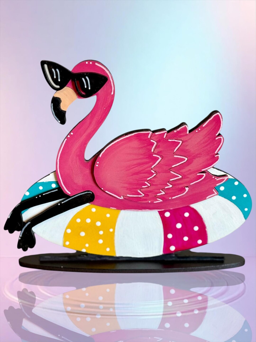 Flamingo Pool Float Shelf Sitter – Laser Cut Wood Summer Decor ...