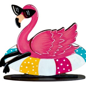 Flamingo Pool Float Shelf Sitter – Laser Cut Wood Summer Decor ...