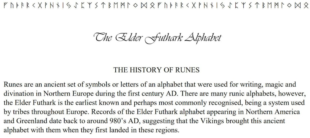 PDF Elder Futhark Rune Alphabet Cheat Sheet Digital File Printable ...