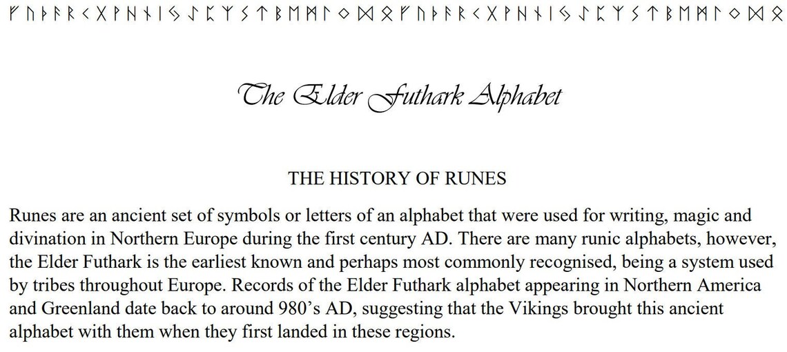 PDF Elder Futhark Rune Alphabet Cheat Sheet Digital File | Etsy UK