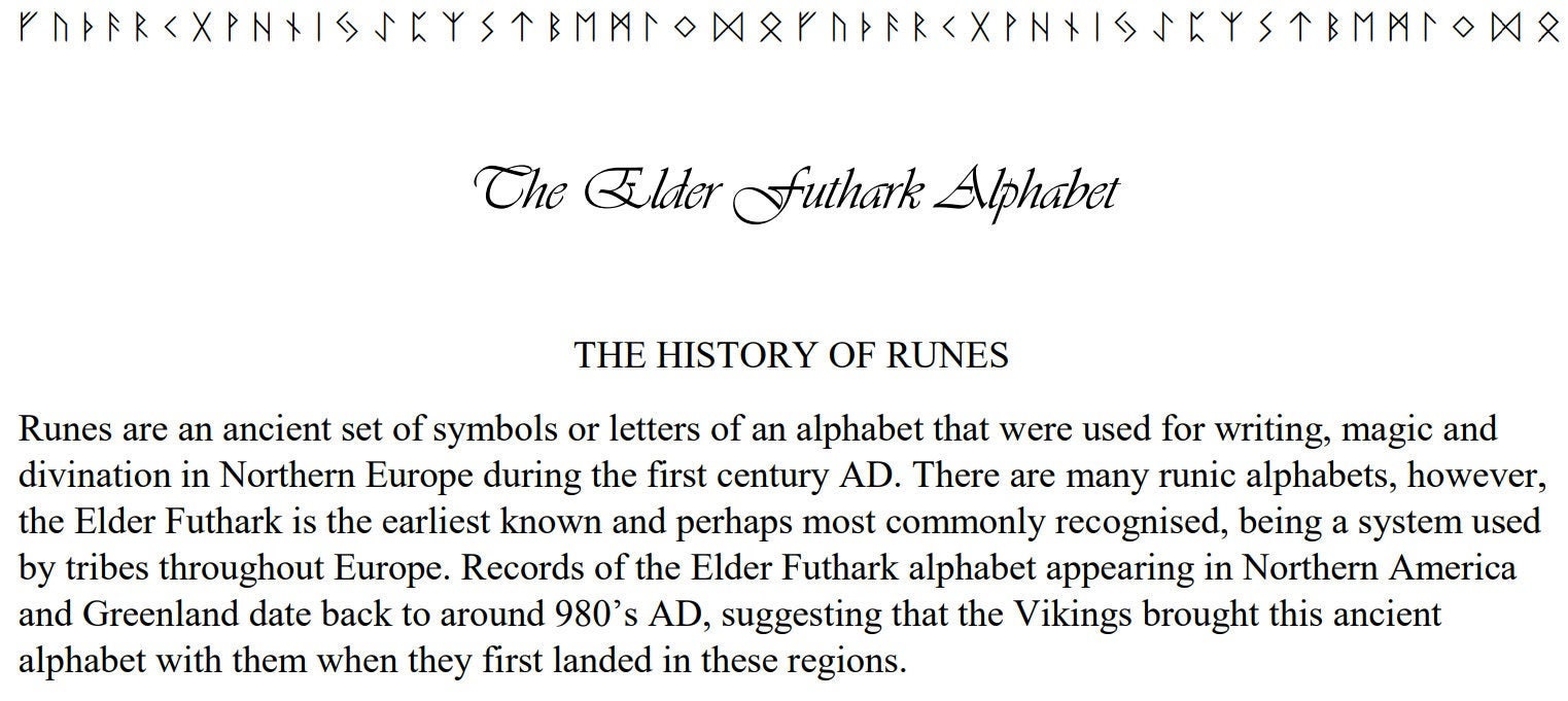 PDF Elder Futhark Rune Alphabet Cheat Sheet Digital File - Etsy UK
