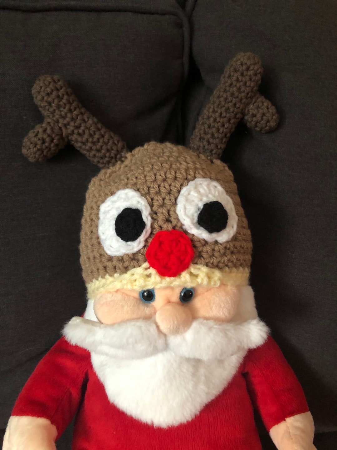 Cozy Rudolph Reindeer Christmas Hat - Etsy UK