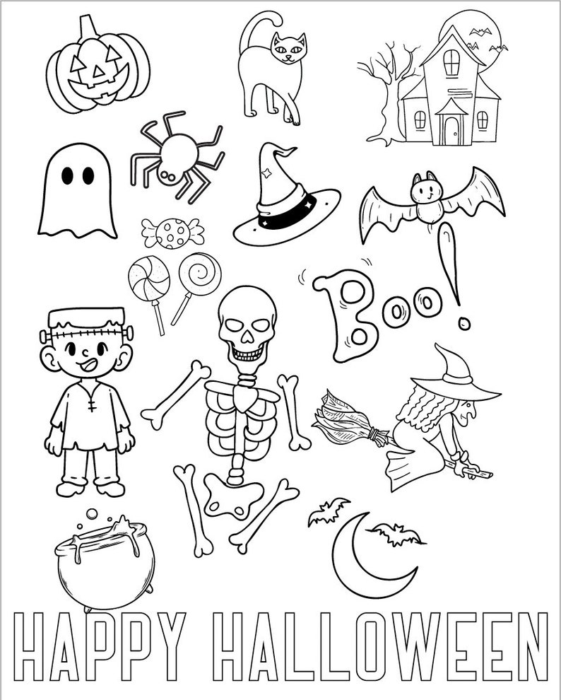 Halloween Coloring Page - Etsy