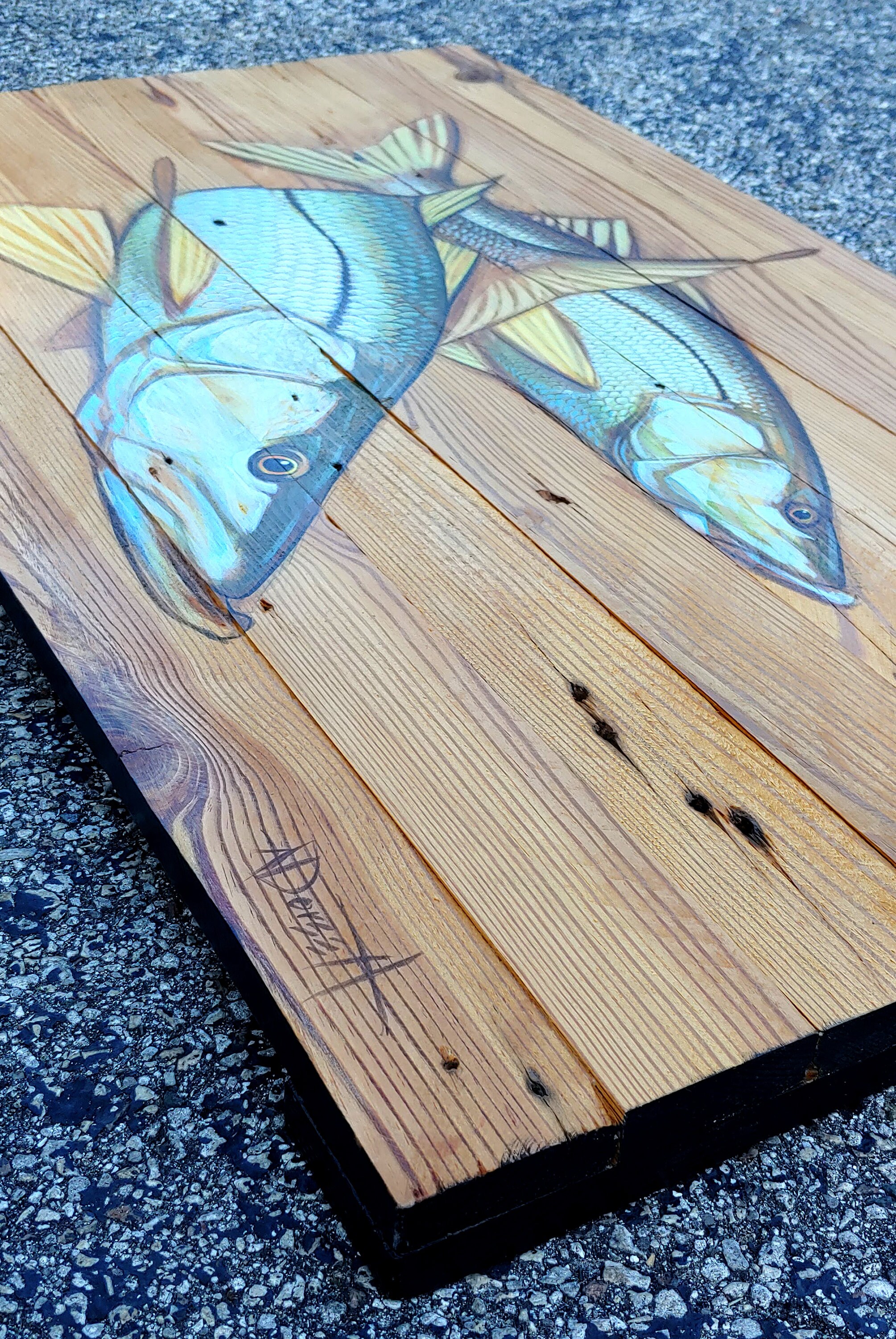 Snook Painting on Handmade Wood Panel Rustic - Etsy