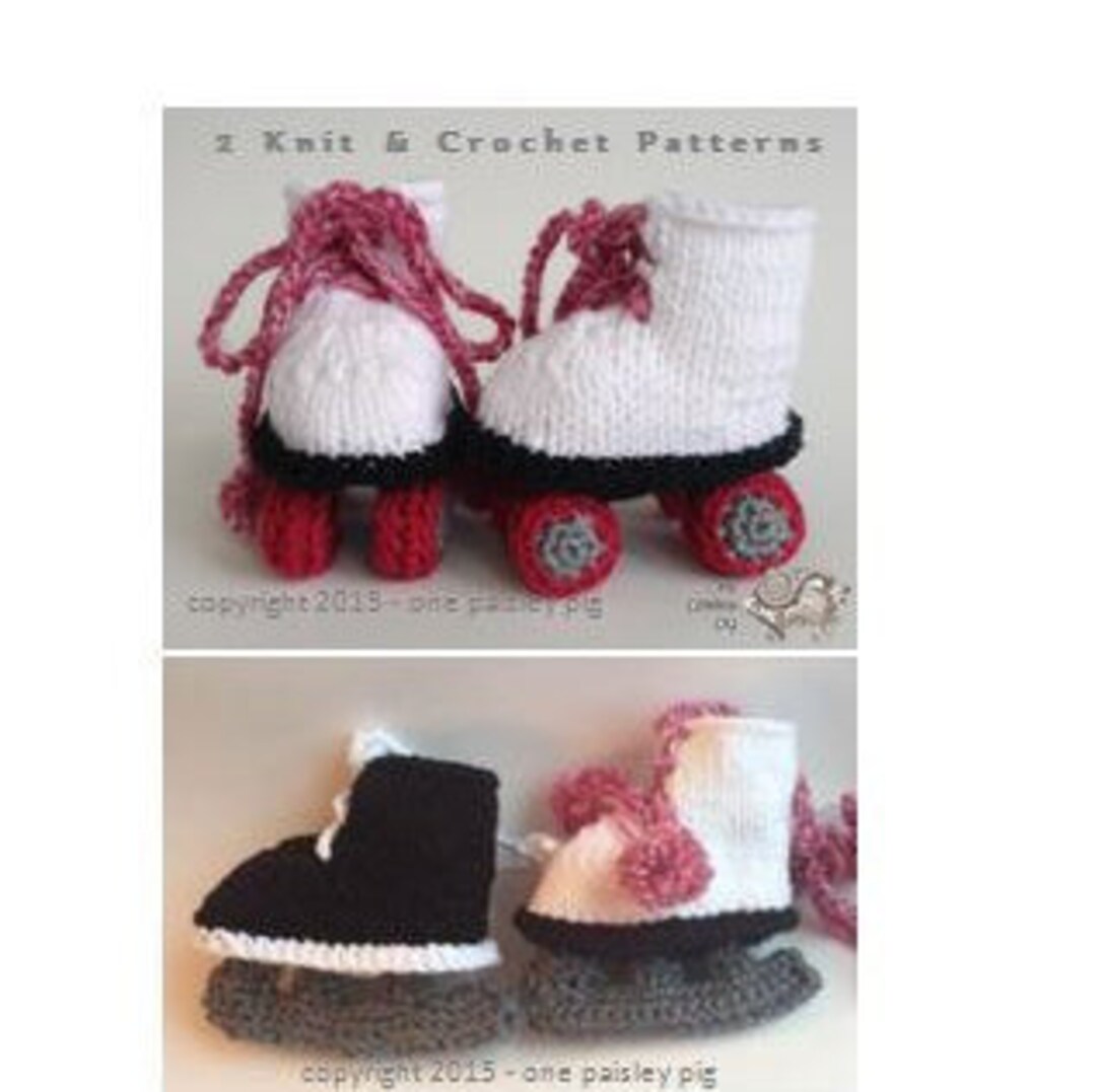 Knit Roller Skate & Ice Skate Baby Booties - KNIT-CROCHET PATTERN - Etsy